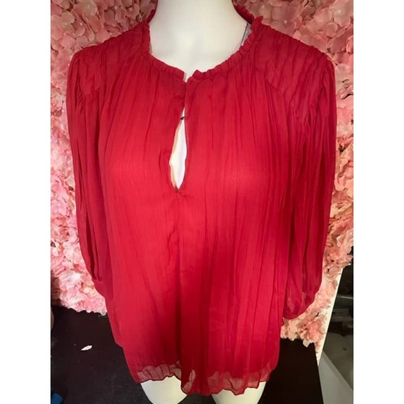 Zara | Tops | Zara Basic Red Large Key Hole Tunic Shirt | Poshmark